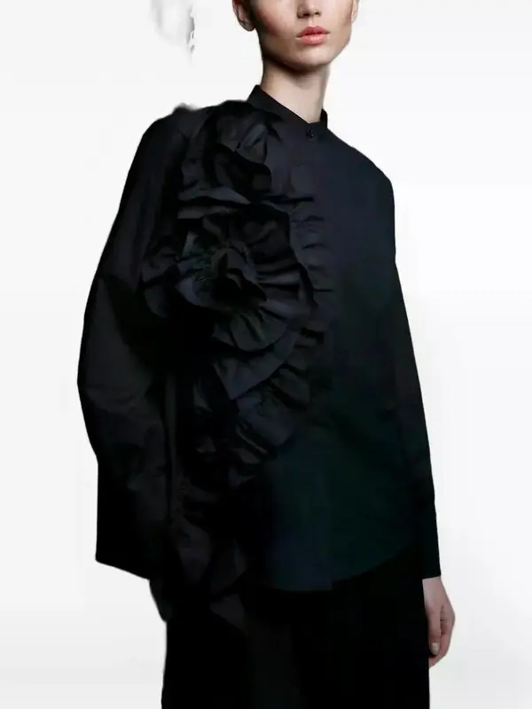 PSOPHIA Ruffle-trimmed Cotton Shirt