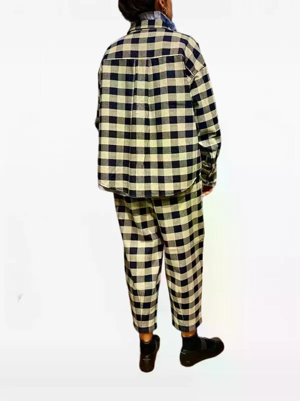 PSOPHIA Check-print Floral-appliqué Shirt