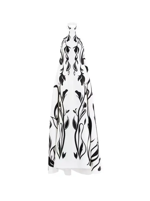 SAIID KOBEISY Laser Cut Halter Neck Dress - White