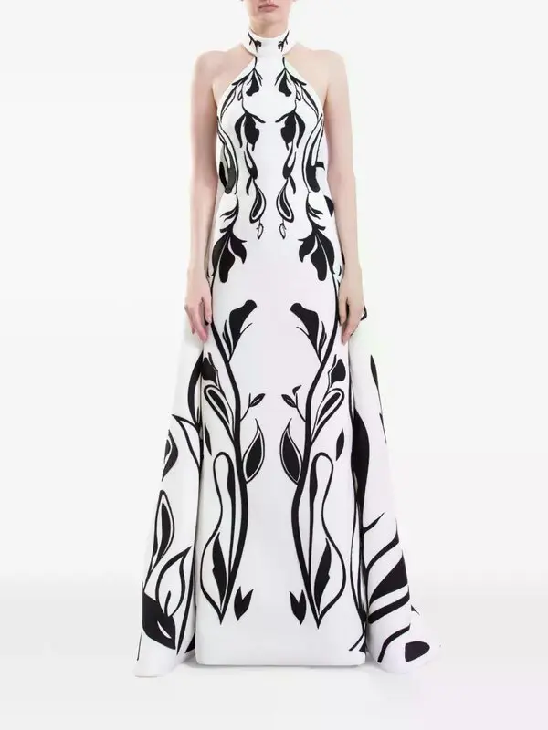 SAIID KOBEISY Laser Cut Halter Neck Dress