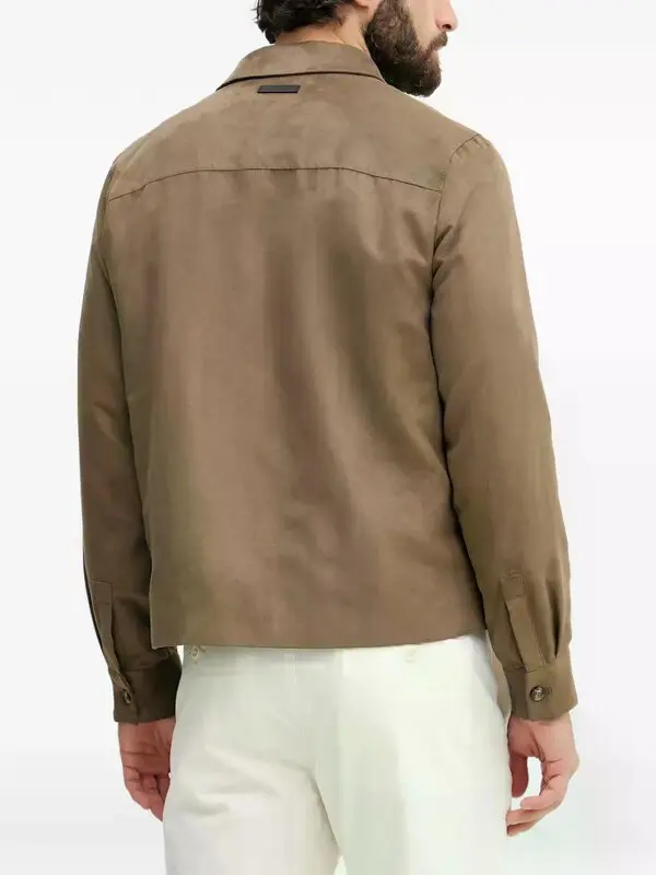 Sisley Faux-suede Button-front Overshirt