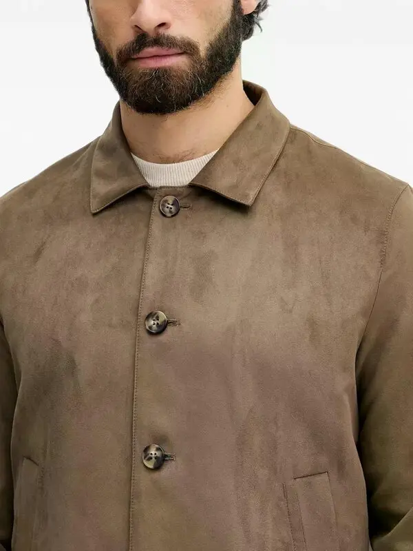 Sisley Faux-suede Button-front Overshirt