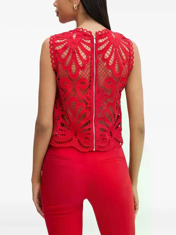 MORGAN Guipure Lace Sleeveless Top With Scalloped Edge