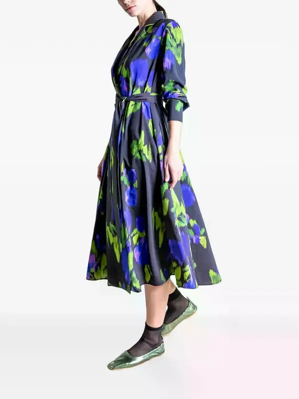 PSOPHIA Floral-print Silk Midi Dress - Blue