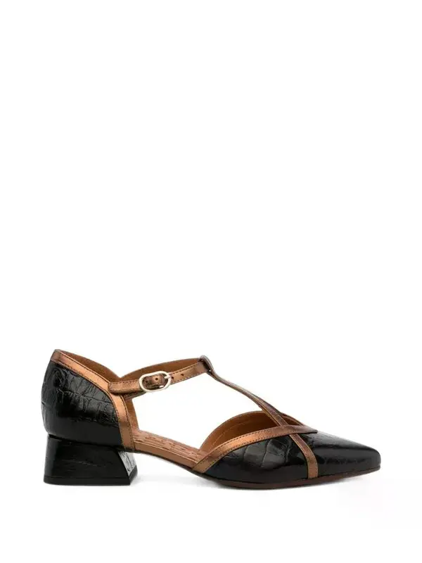 Chie Mihara Croc-effect T-bar Heeled Pumps - Black