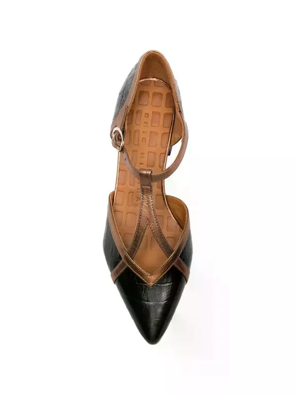 Chie Mihara Leather Croc-effect Heeled Pumps - Black