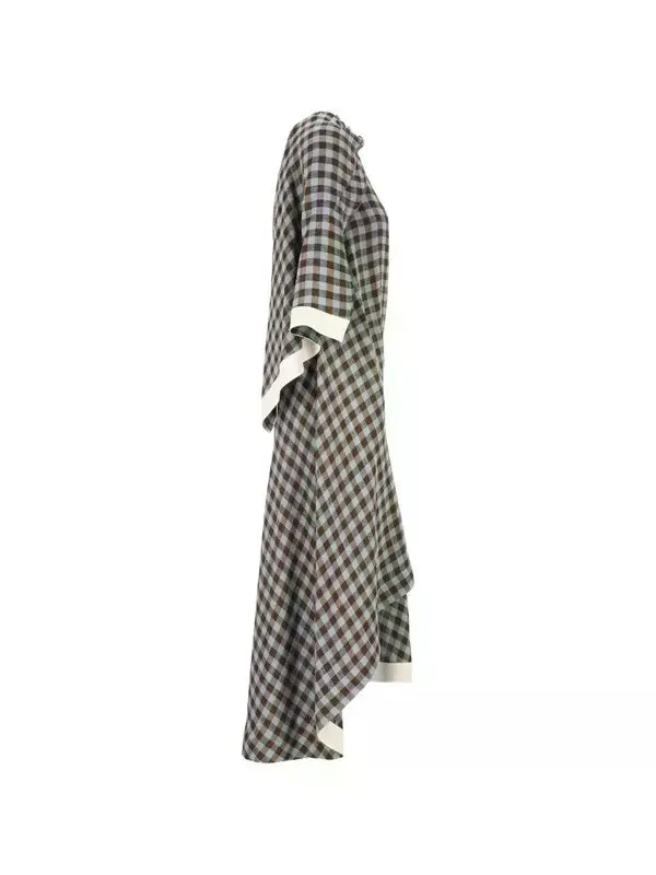 Loewe Gingham Check Asymmetrical Dress
