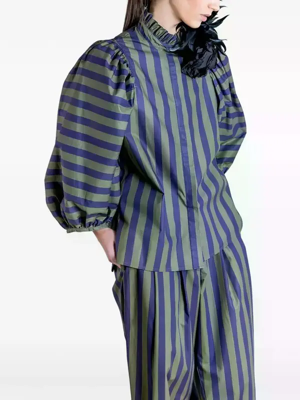 PSOPHIA Stripe-print Balloon-sleeve Blouse - Green
