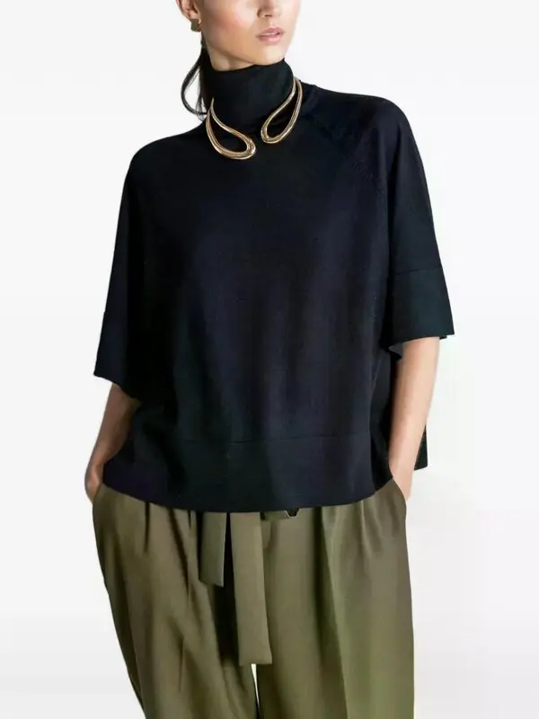 PSOPHIA High-neck Poncho Sweater - Black