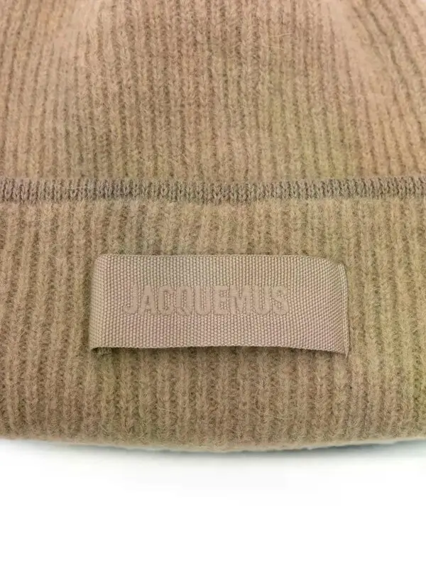 Jacquemus Logo-patch Ribbed-knit Beanie Hat