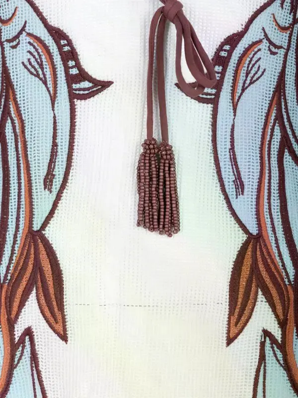 Farm Rio Fishnet-mesh Embroidered Beach Cover-up