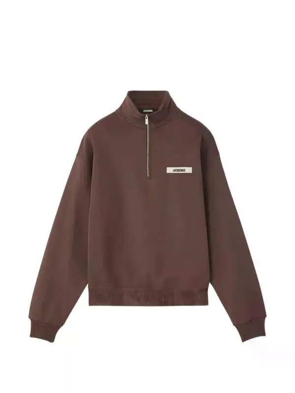 Jacquemus The Gros Grain Zipped-rollneck Sweatshirt - Brown