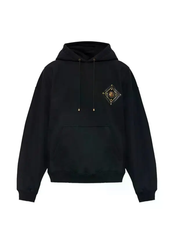 Versace Embellished Cotton-jersey Hoodie - Black