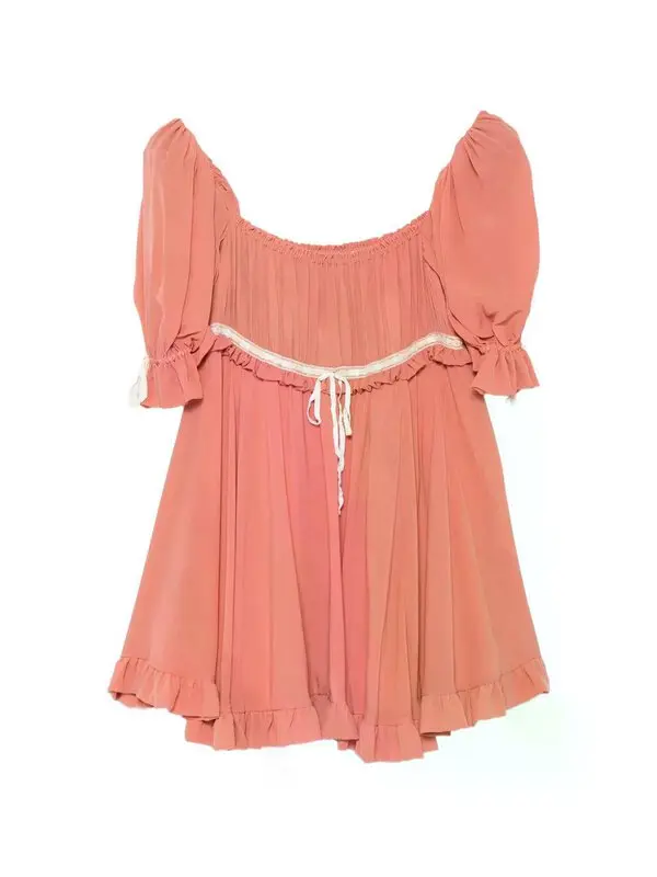 Chloé Ruffled Silk Georgette Mini Dress - Pink