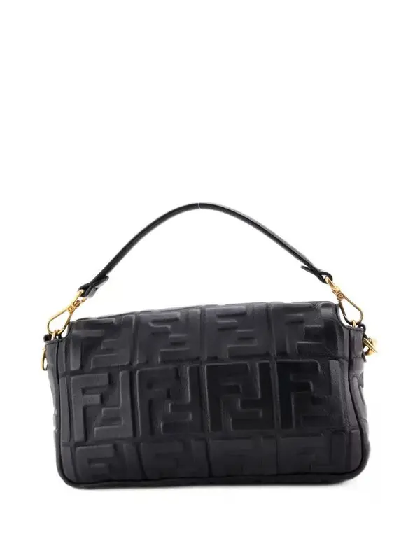 Fendi Baguette Nm Bag Zucca Embossed Leather Medium Crossbody Bag