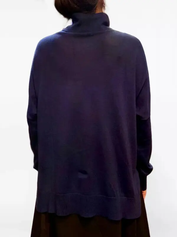 GRAN SASSO Fine Knit Roll Neck Drop Shoulder Sweater - Blue