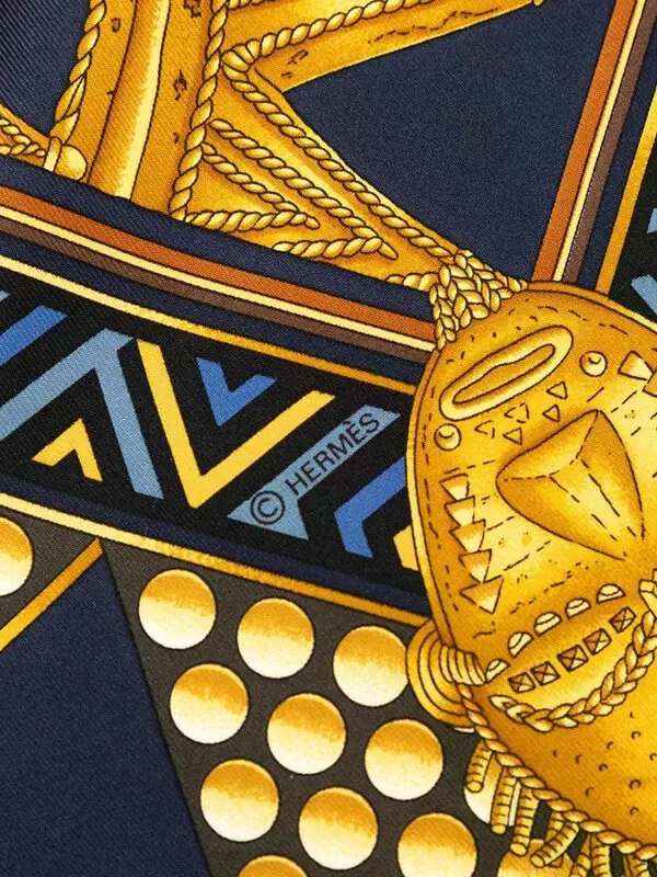 Hermès 20th Century L Or Des Chefs Silk Scarf 90 Scarves - Blue