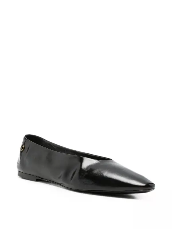 Saint Laurent Pointed Toe Leather Ballet Flats