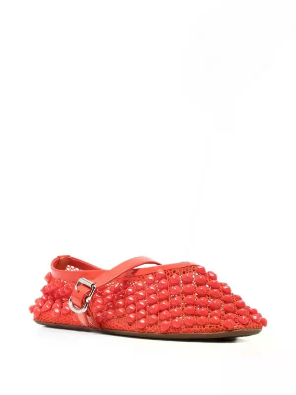 Alaïa Embellished Buckle-fastening Ballet Flats - Red