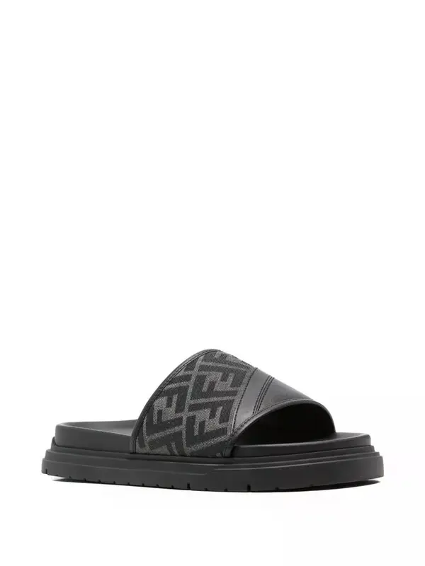 Fendi Ff-jacquard Sandals - Black