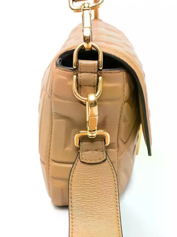 Fendi Embossed Ff Logo Baguette Shoulder Bag