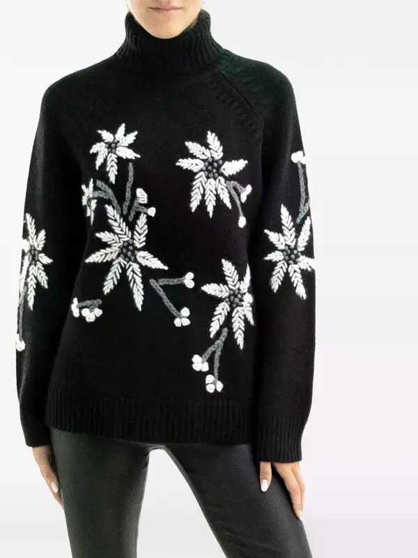 P.a.r.o.s.h Floral-embroidered Roll-neck Sweater