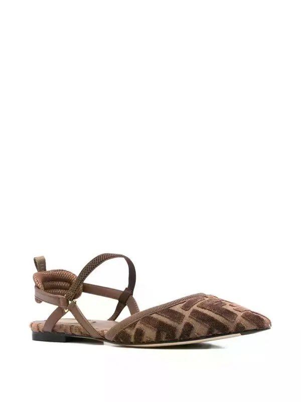 Fendi Ff-patterned Slingback Pumps - Brown
