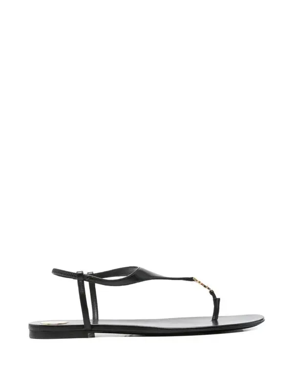 Saint Laurent Cassandra Flat Sandals - Black