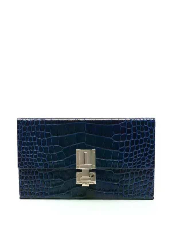 TOM FORD Crocodile-effect Leather Clutch Bag - Blue