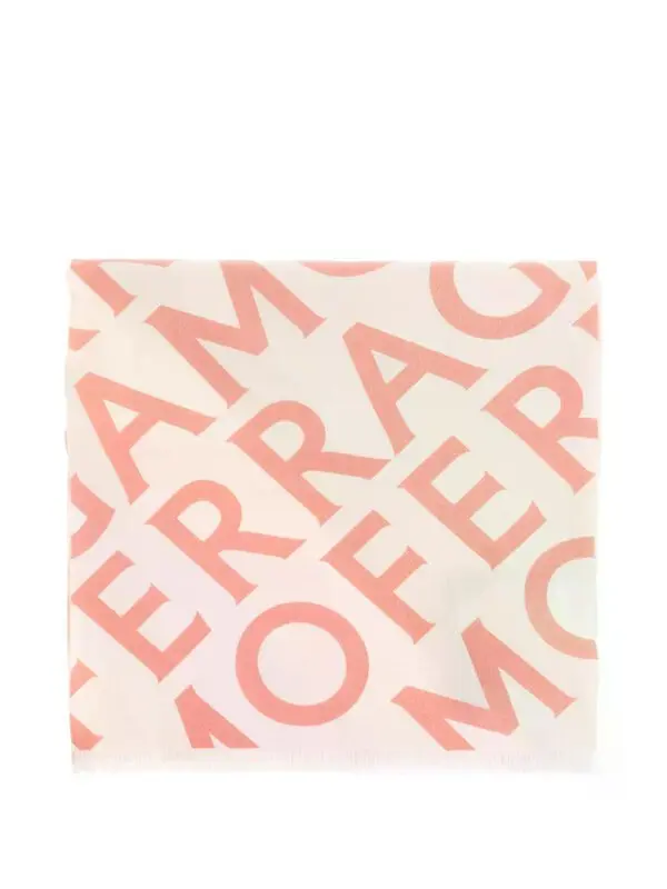FERRAGAMO Double Scarf With Lettering - Neutrals