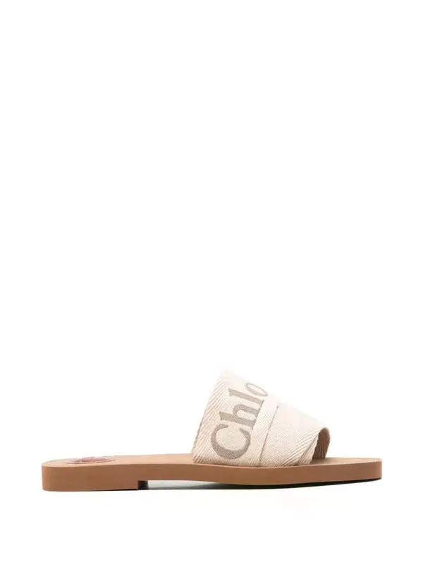 Chloé Woody Logo-print Sandals - Neutrals