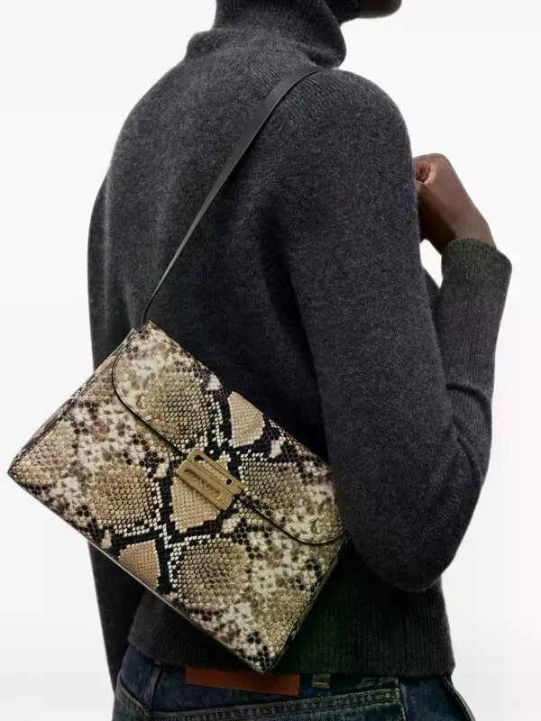 Victoria Beckham Dorian Trapeze Snake-print Shoulder Bag