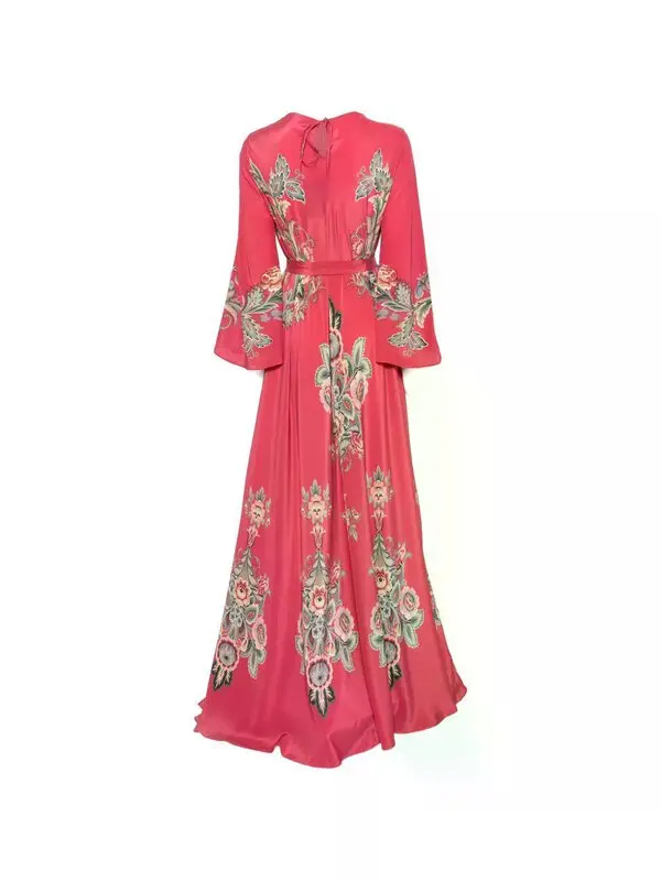 Etro Printed Belted Maxi Dress - Pink
