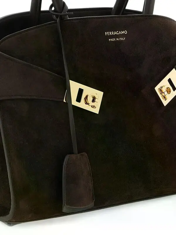 FERRAGAMO Small Hug Suede Tote Bag