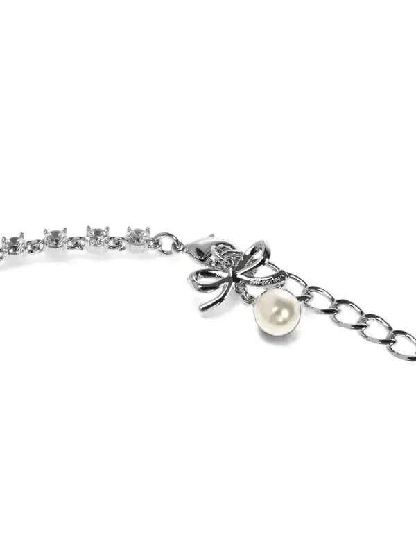 SELF-PORTRAIT Crystal-embellished Bow Necklace