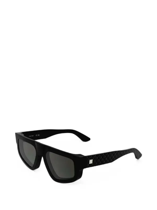 Calvin Klein Monogram-pattern Geometric-frame Sunglasses