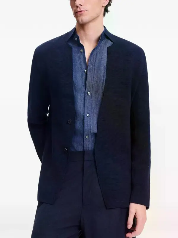 Shanghai Tang Silk-knit Mandarin-collar Blazer