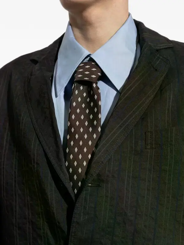 FERRAGAMO Micro Gancini Print Silk Tie - Brown