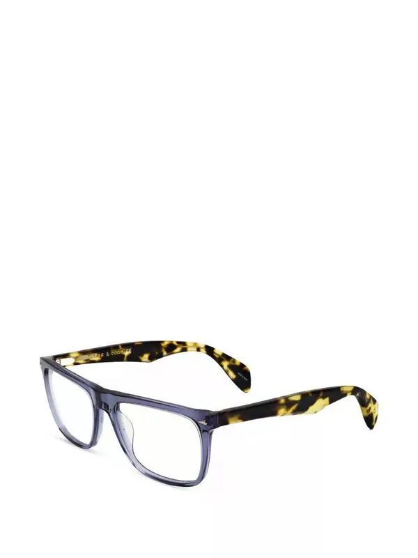 Rag & Bone Tortoiseshell-effect Rectangle-frame Glasses - Blue
