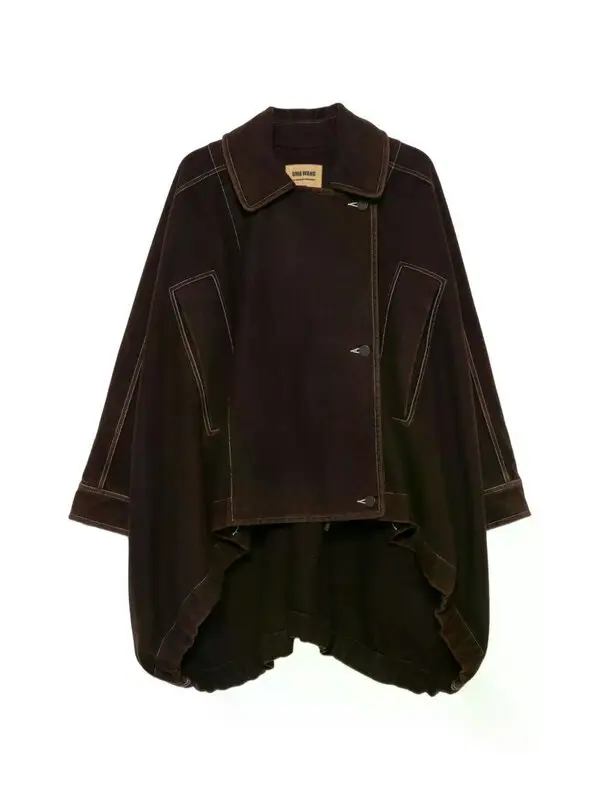 UMA WANG Oversized Contrast-stitch Jacket - Brown
