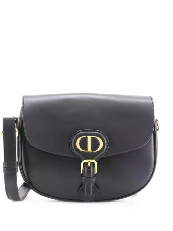 Dior Bobby Flap Bag Leather Medium Crossbody Bag - Black