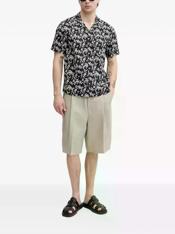 Michael Kors Floral-print Linen Camp Shirt