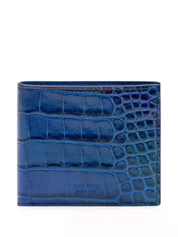 TOM FORD Crocodile-effect Bifold Wallet - Blue