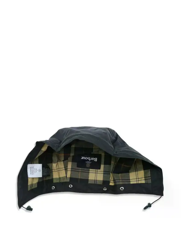Barbour Waxed Cotton Hood With Check Lining - Green