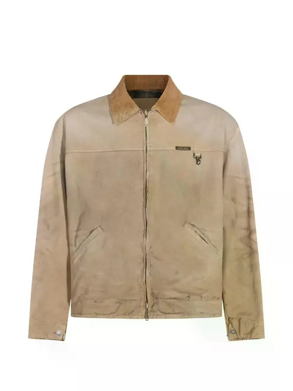 GOLDEN GOOSE Reversible Jacket In Beige Cotton With Check Pattern - Neutrals
