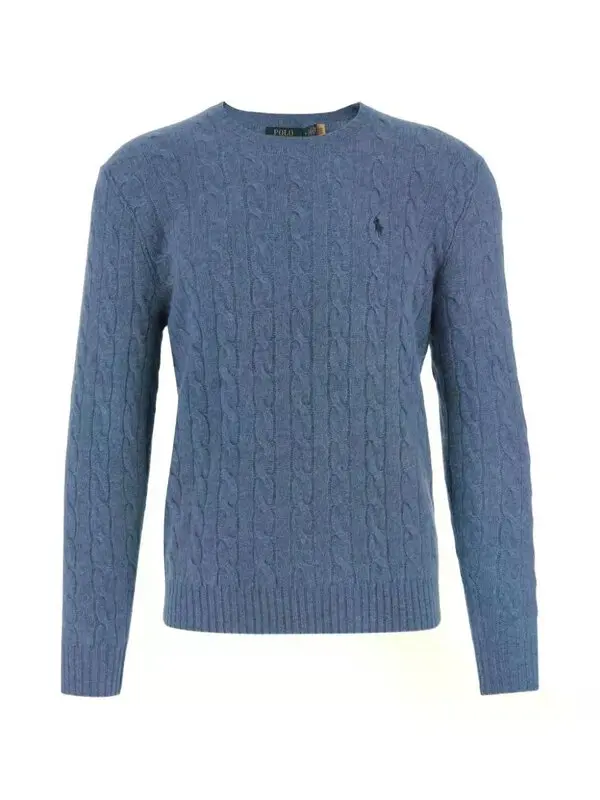 Polo Ralph Lauren Cable-knit Embroidered-logo Wool Sweater - Blue