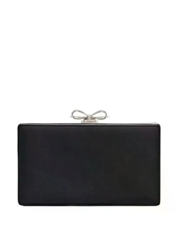 SELF-PORTRAIT Crystal-embellished Bow Clutch Bag - Black