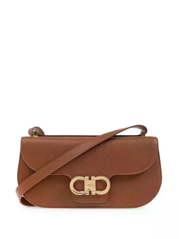 FERRAGAMO Double Gancini East-west Cross Body Bag - Brown