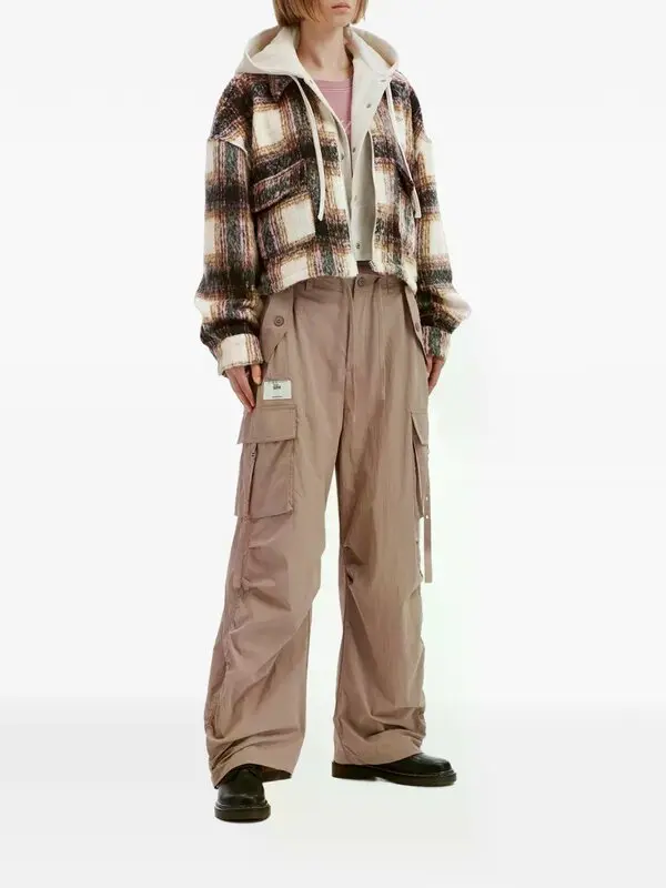 Izzue Check-pattern Hooded Jacket - Neutrals