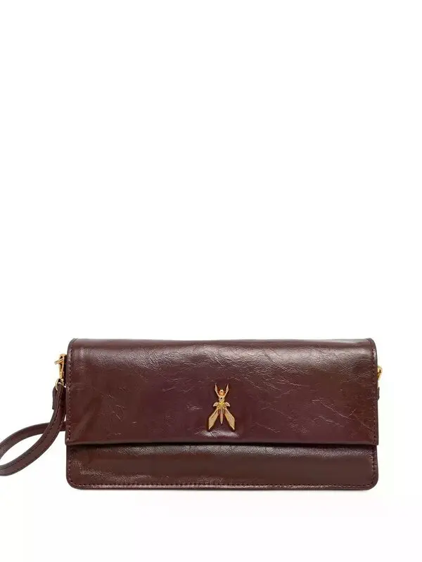 Patrizia Pepe Fly Logo Calf Leather Clutch Bag - Brown